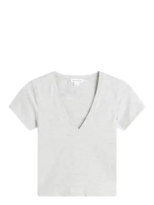 Good American Super Stretch V-neck Baby T-shirt - Heather Grey