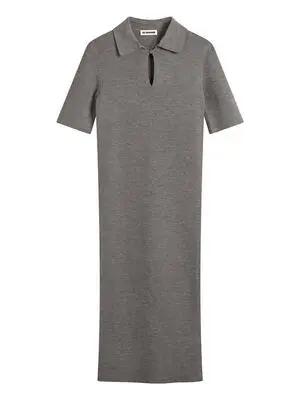 JIL SANDER Knitted Polo Midi Dress - London Fog