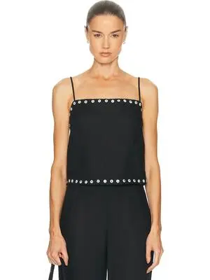 Staud Kirra Linen Tank Top - Black