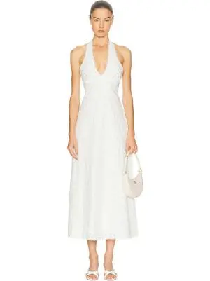 Posse Salma Halter Midi Dress - Vintage White