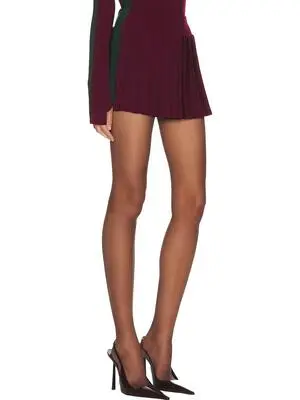 Norma Kamali Side Stripe Pleated Pickleball Skirt - Plum & Dark Emerald