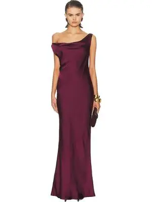 Norma Kamali Drop Shoulder Maria Gown - Plum