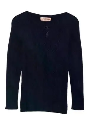 TWINSET Ribbed Knit Sweater With Openwork Pattern - Blue