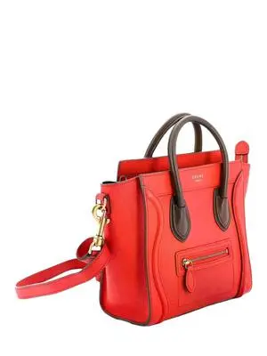 Celine Bicolor Luggage Bag Grainy Leather Nano - Red