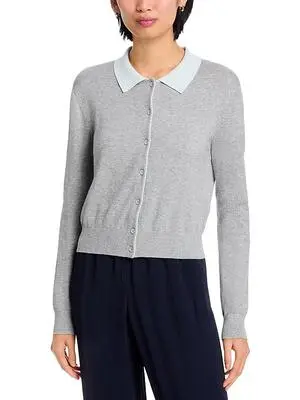 Velvet By Graham & Spencer Riven Collared Cardigan - Heather Grey