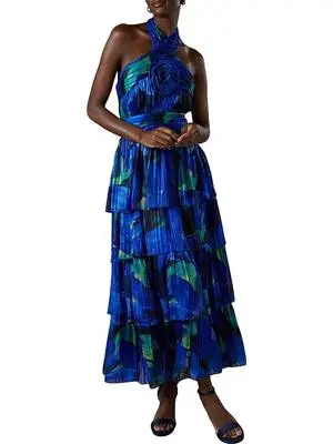 Coast Tiered Halter Maxi Dress - Blue
