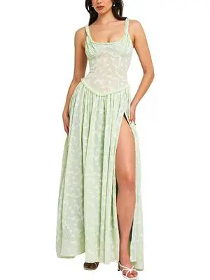 MISS CIRCLE Ulissa Drop Waist Maxi Dress - Light Green