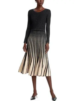 Elie Tahari The Daria Pleated Dress - Noir/gold