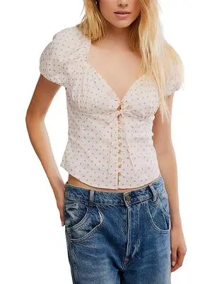 Free People Printed Blouse - Ivory Combo