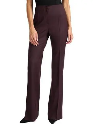 Santorelli Elizabeth Flared Leg Pant In Virgin Wool Stretch - Raisin