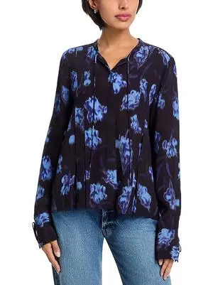 Rag & Bone Arden Printed Pleated Blouse - Dark Floral