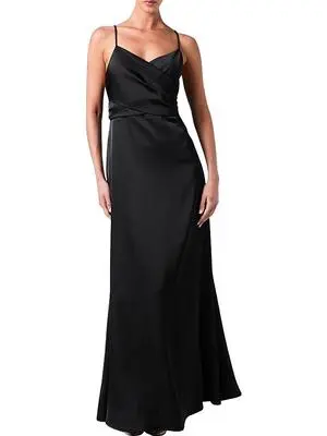 Coast Wrap Waist Satin Cami Dress - Black