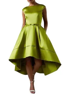 Coast High-low Twill Midi Dress - Chartreuse