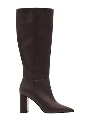REISS Bianca Leather Knee High Boots - Burgundy
