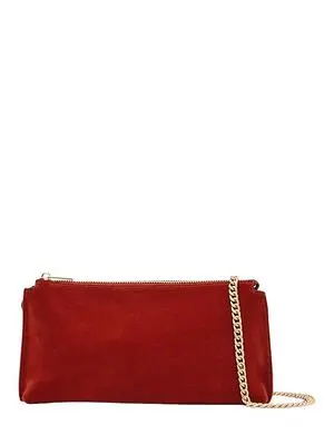REISS Leather Double Pouch Crossbody - Red