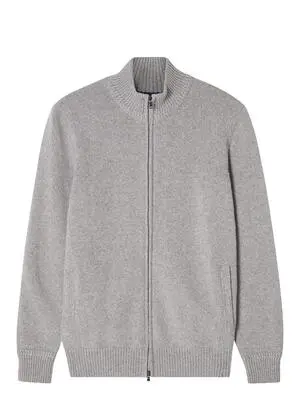 Robert Talbott Graham Cashmere Blend Full Zip Sweater - Light Gray