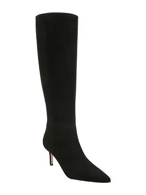 Veronica Beard Lisa Wide Calf Leather Tall Boots - Black Wide Calf