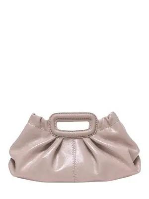 Maje Mini Leather Clutch - Mastic Beige