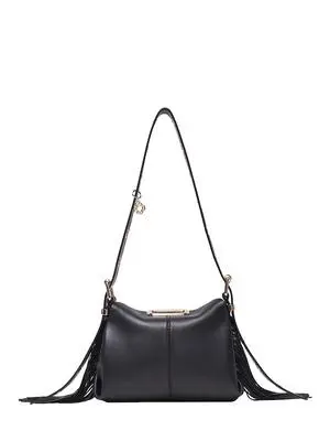 Maje Miss M Mini Leather Crossbody Bag - Black