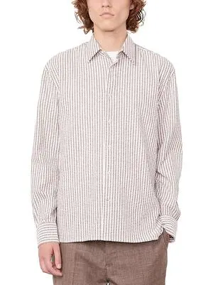 Officine Générale Gad Woven Shirt - Gingerbread/white