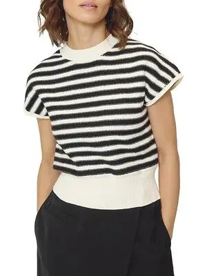Central Park West Striped Stitch Dolman Top - Ivory-bone
