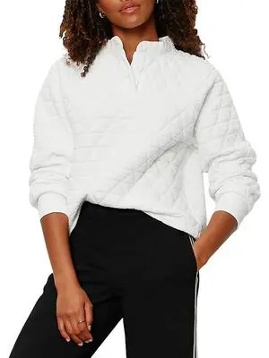 Sanctuary Quilted Button Popover Sweatshirt - Chalk