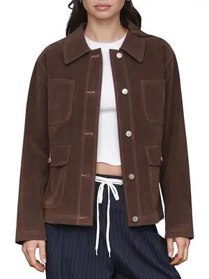 Avec Les Filles Faux Suede Barn Jacket - Espresso