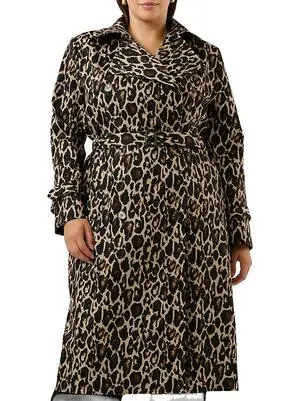 ESTELLE Shari Print Trench Coat - Leopard