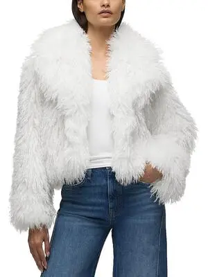 Hudson Jeans Mongauxlian Cropped Faux Fur Jacket - Natural