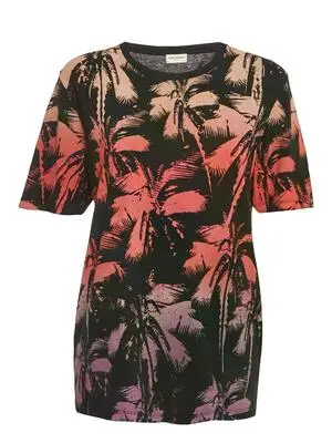 Saint Laurent Palm-tree Print T-shirt - Black