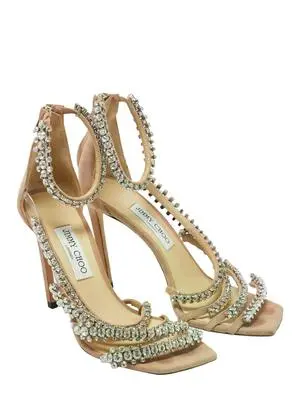 JIMMY CHOO Josefine Crystal-embellished Stiletto Heels - Neutrals