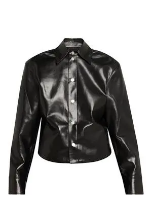 Nanushka Bogna Long-sleeve Alt-leather Shirt - Black