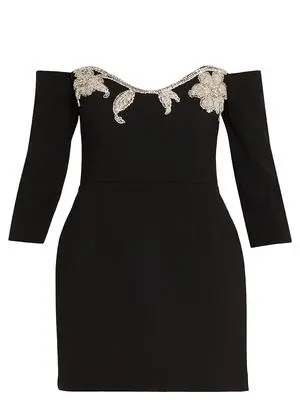 Rebecca Vallance Ellerie Floral Diamante Mini Dress - Black