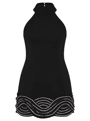 Rebecca Vallance Bellatrix Low-back Rhinestone Mini Dress - Black