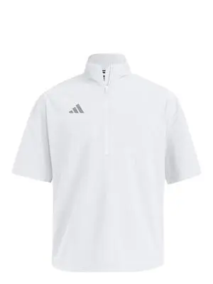 Adidas Short Sleeve Quarter Zip Woven Jacket - White / Team Grey Four