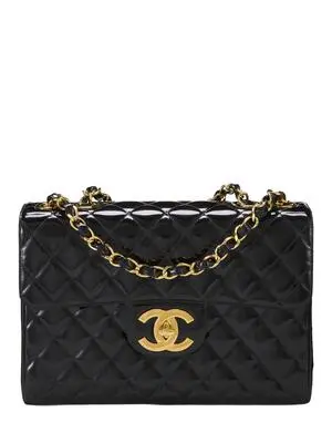 Chanel Quilted Patent Half Flap - Black