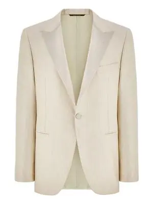 Canali Champagne Single-breasted Silk Regular Fit Tuxedo Jacket - White