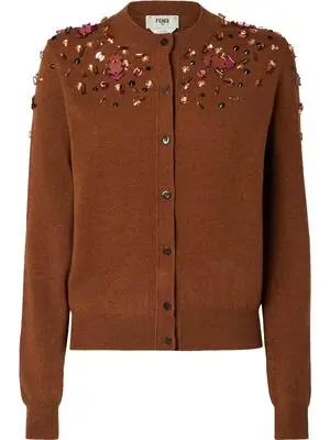 Fendi Sequined Cardigan - Brown