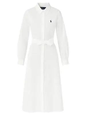 Polo Ralph Lauren Long Shirt Dress With Logo - White