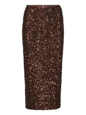 Remain Birger Christensen Midi Skirt With Sequins - Brown