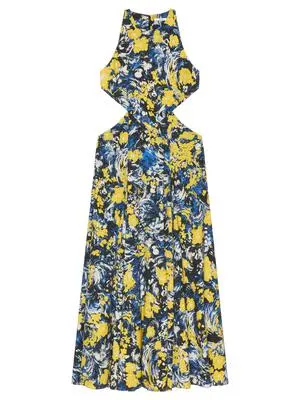 Givenchy Slashed Floral Print Dress - Blue/yellow