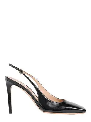 GIANVITO ROSSI Christina Glossed-leather Slingback Pumps - Black