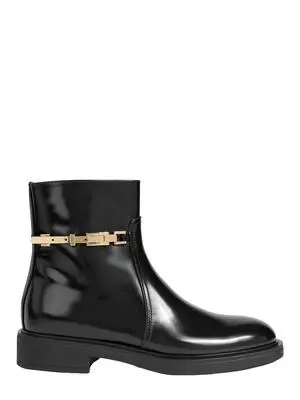 GIANVITO ROSSI Martine Buckled Glossed-leather Ankle Boots - Black