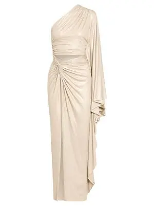 Lapointe Draped Cutout Metallic Stretch-jersey Gown - Cream