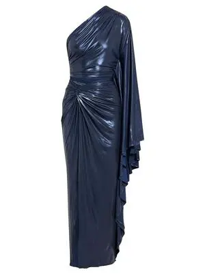 Lapointe Draped Cutout Metallic Stretch-jersey Gown - Navy