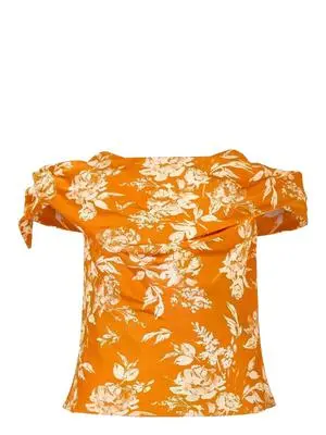 Rosie Assoulin Printed Off-shoulder Top - Orange
