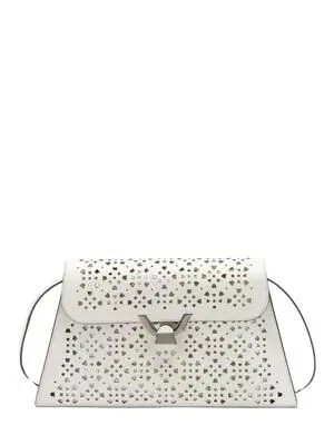 COCCINELLE Dew Laser-cut Shoulder Bag - White