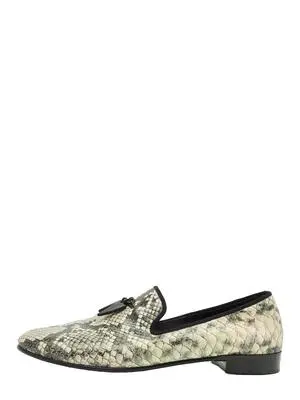 GIUSEPPE ZANOTTI Embossed Tassel Leather Slippers - Neutrals
