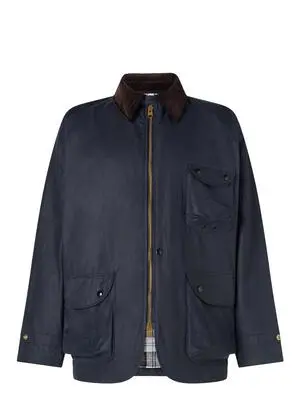DRAKE'S Padded Corduroy-trimmed Waxed-cotton Jacket - Blue