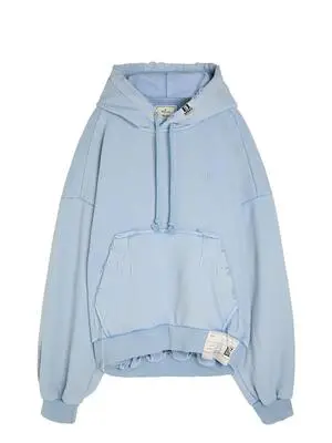Mihara Yasuhiro Hooded Distressed Cotton Sweatshirt - Blue